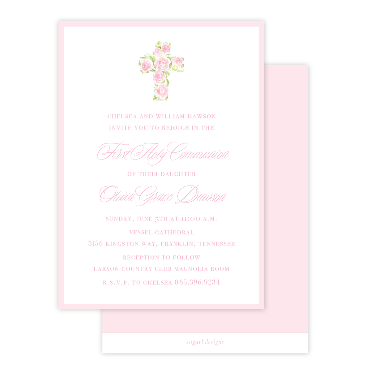 Anna's Cross Communion Invitation – Sugar B Designs