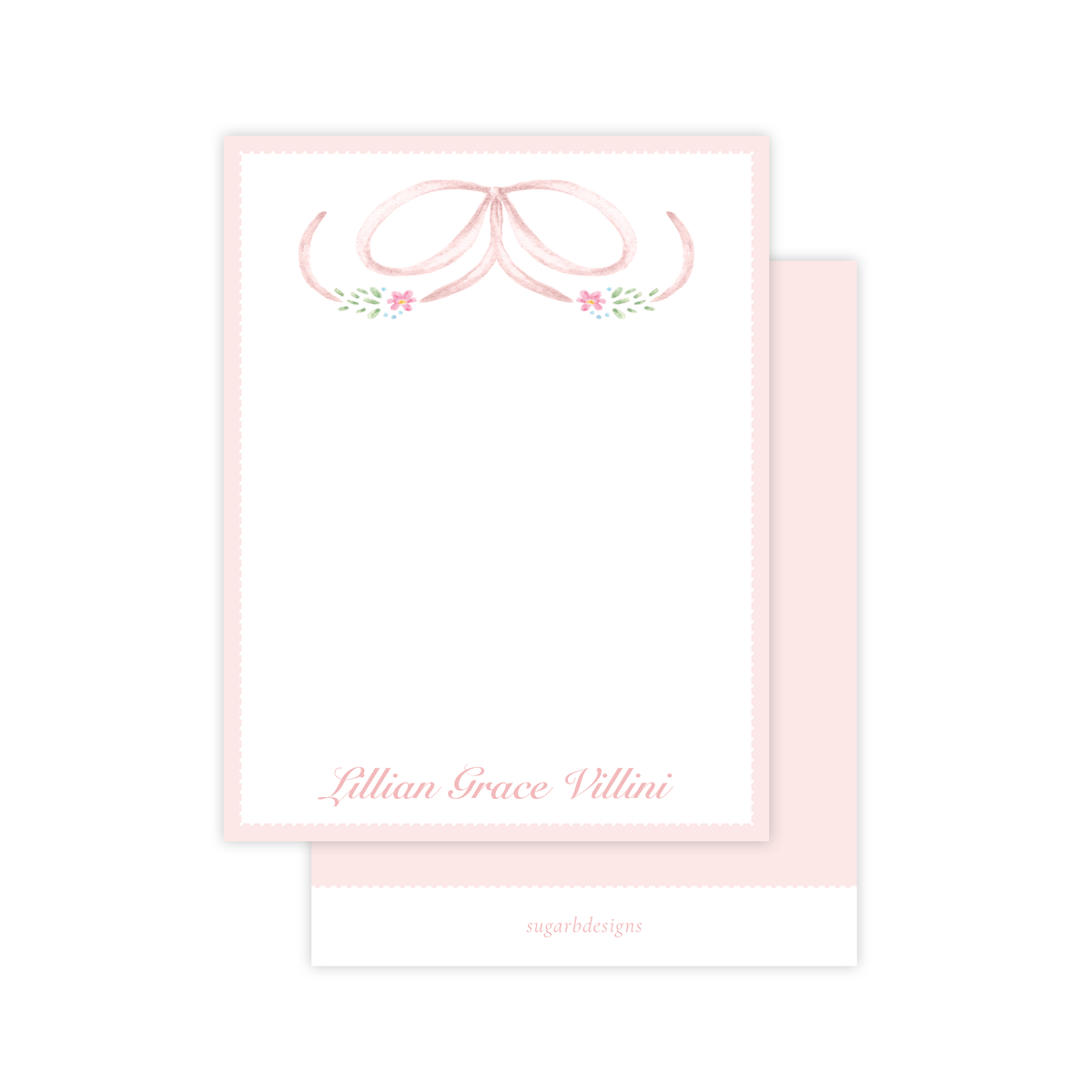 Bethany Bow Pink Flat Stationery – Sugar B Designs