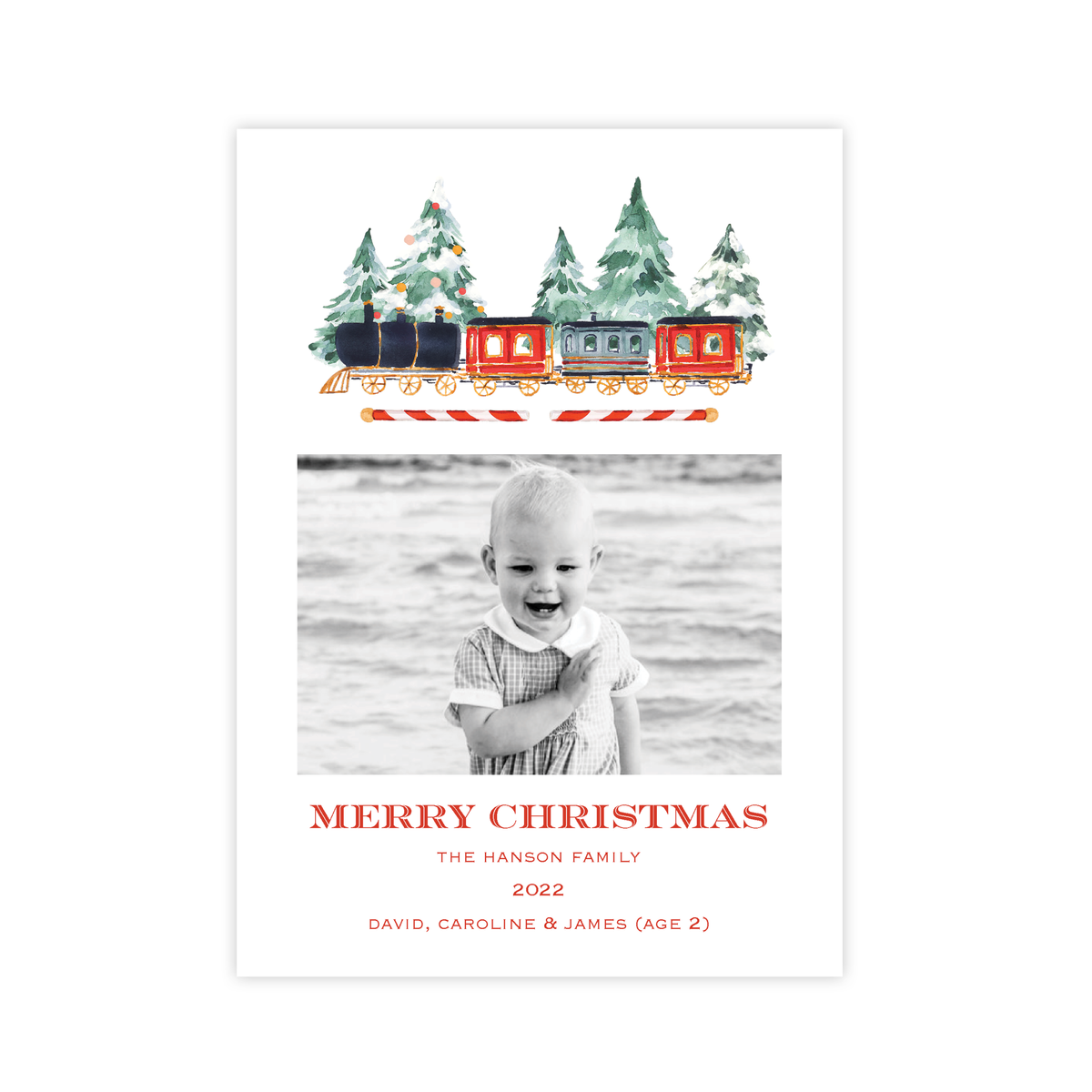 Choo Choo Christmas Card Portrait – Sugar B Designs