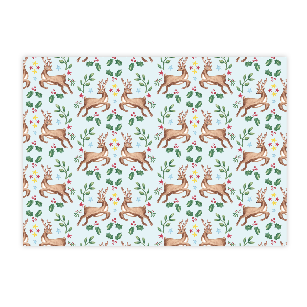 Dancer and Prancer Blue Christmas Card Landscape No Photo on Back ...