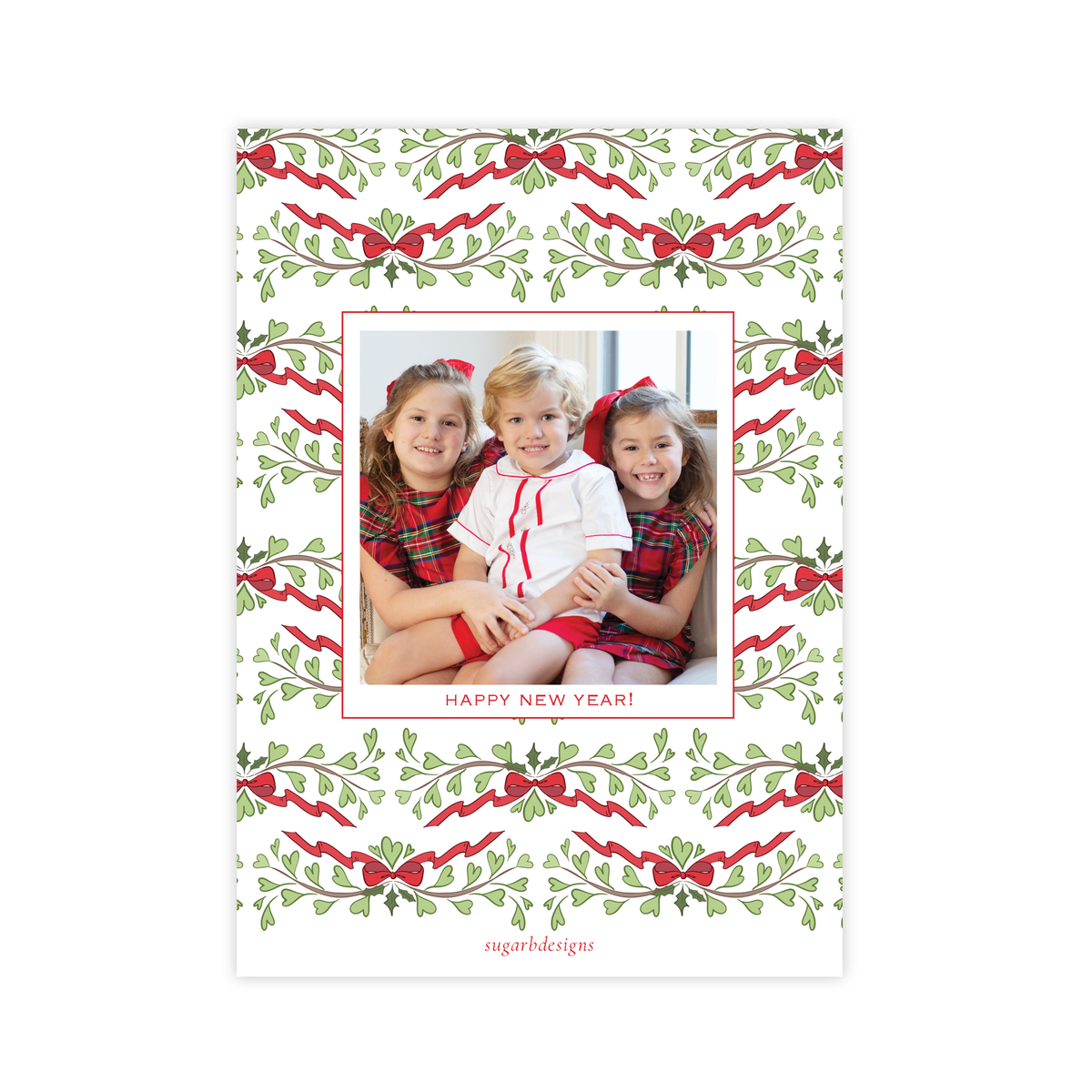 Olson Red Christmas Card Portrait – Sugar B Designs