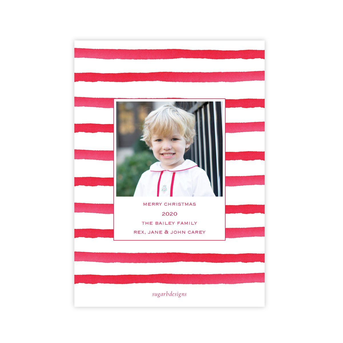 Peppermint Parade Christmas Card Border Portrait – Sugar B Designs