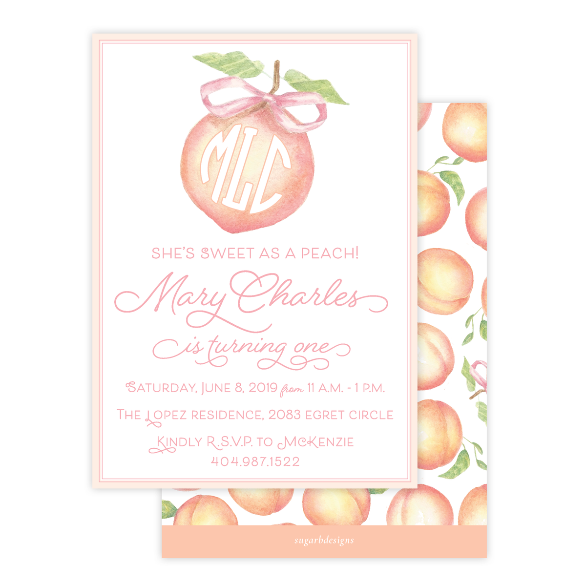 Peaches Birthday Invitation – Sugar B Designs