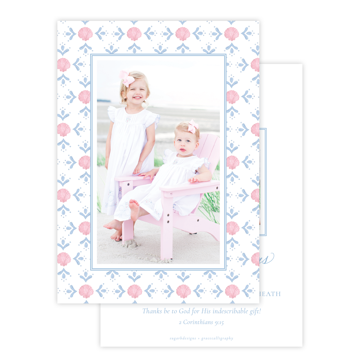 Shell Celebration Vertical Pattern Photo on Back Christmas Card – Sugar ...